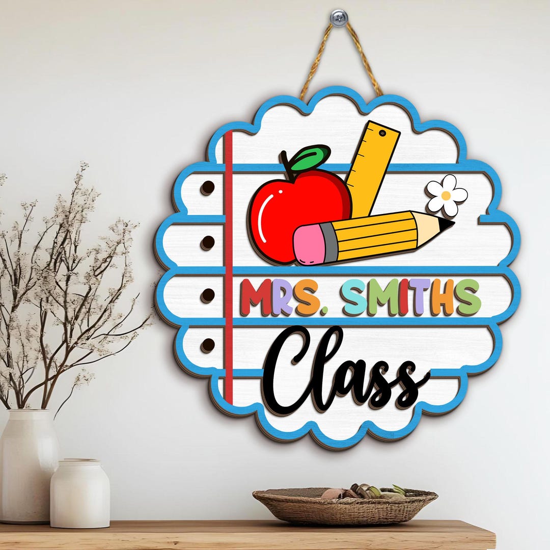 Personalized Teacher Classroom 3D Door Sign, 3D Teacher Door Hanger ...