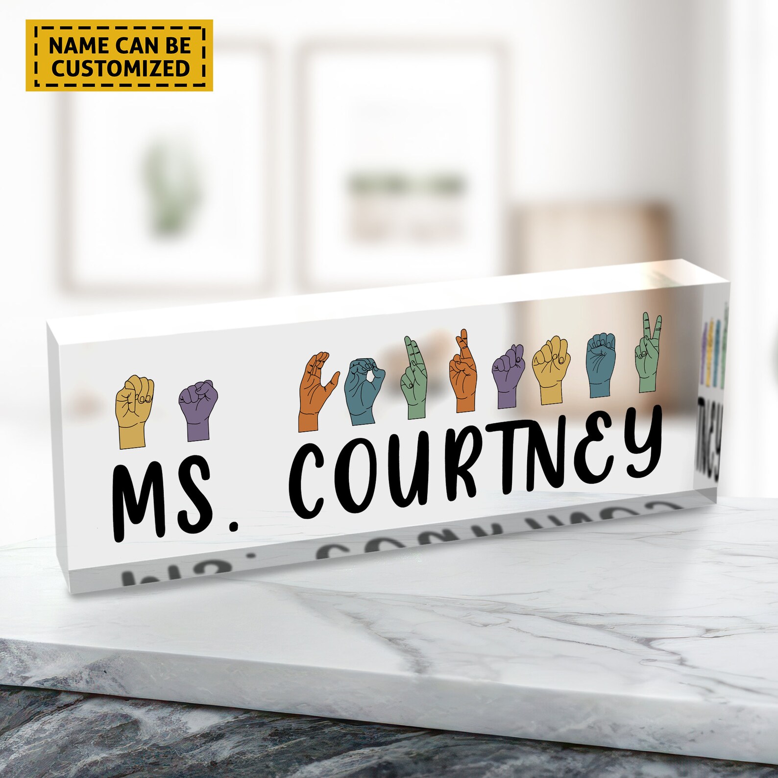 ASL Teacher Gift, Sign Language Gift, Teacher Name Sign, Teacher ...