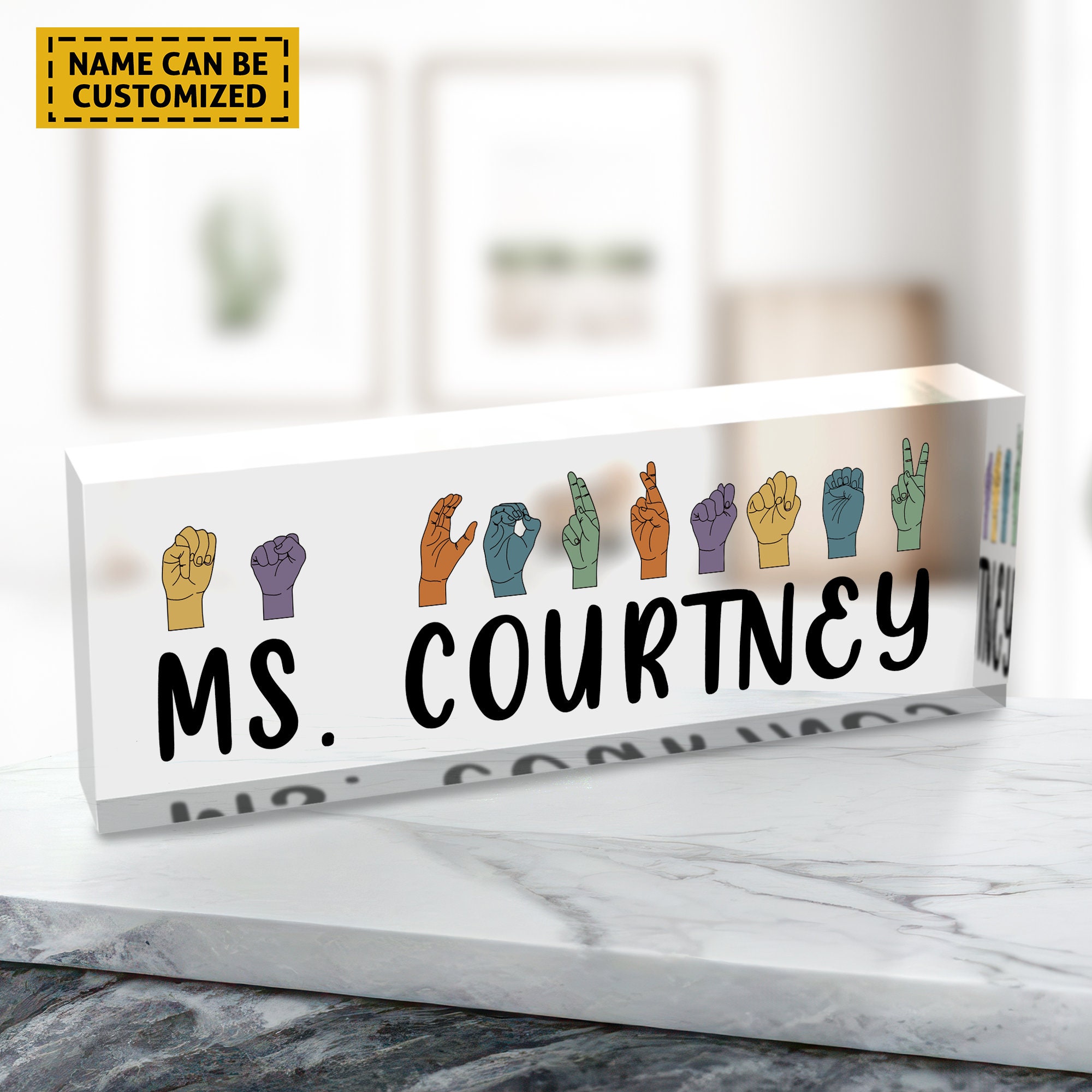 ASL Teacher Gift, Sign Language Gift, Teacher Name Sign, Teacher ...