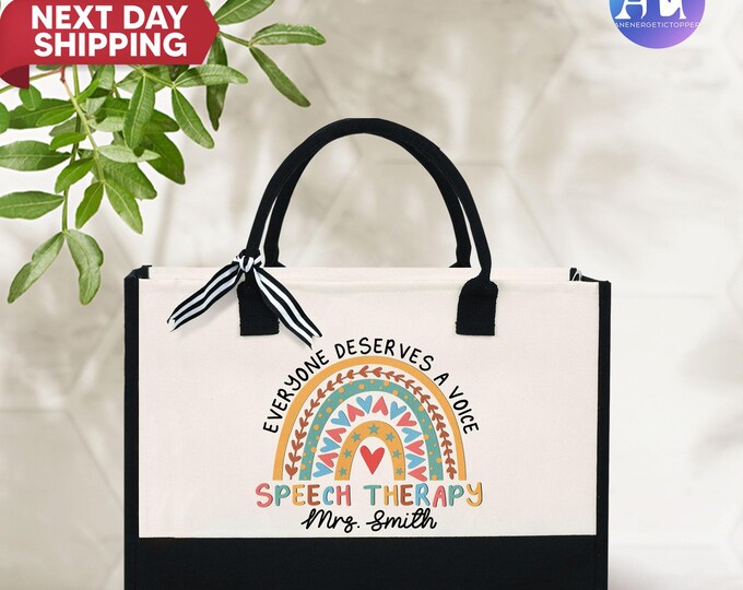 Speech Therapist Gift, SLP Custom Name Speech Language Pathologist Bag ...
