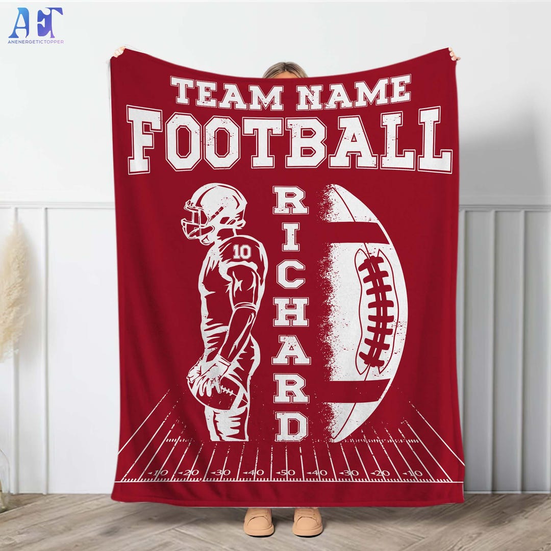 Custom Football Blanket With Name and Number, Custom Name Blanket ...