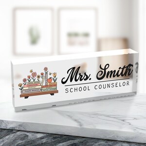 School Counselor Desk Name Plate School Counseling Gifts Mental Health ...