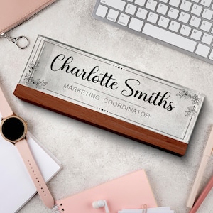 Personalized Desk Name Acrylic Plaque, Custom Office Plate With Name ...