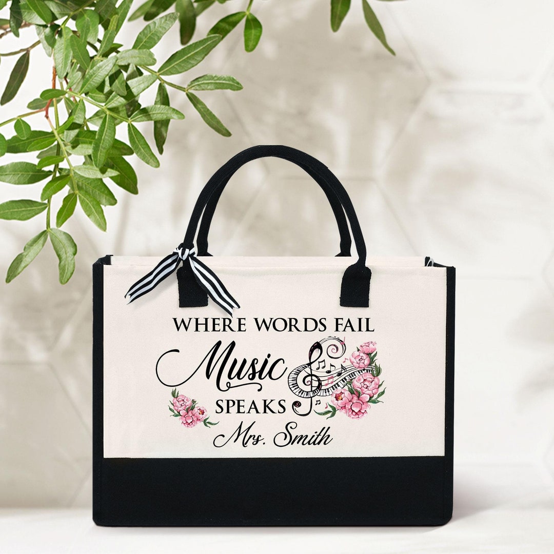 Personalized Music Lover Gift Tote Bag, Music Teacher Tote Bag, Music ...