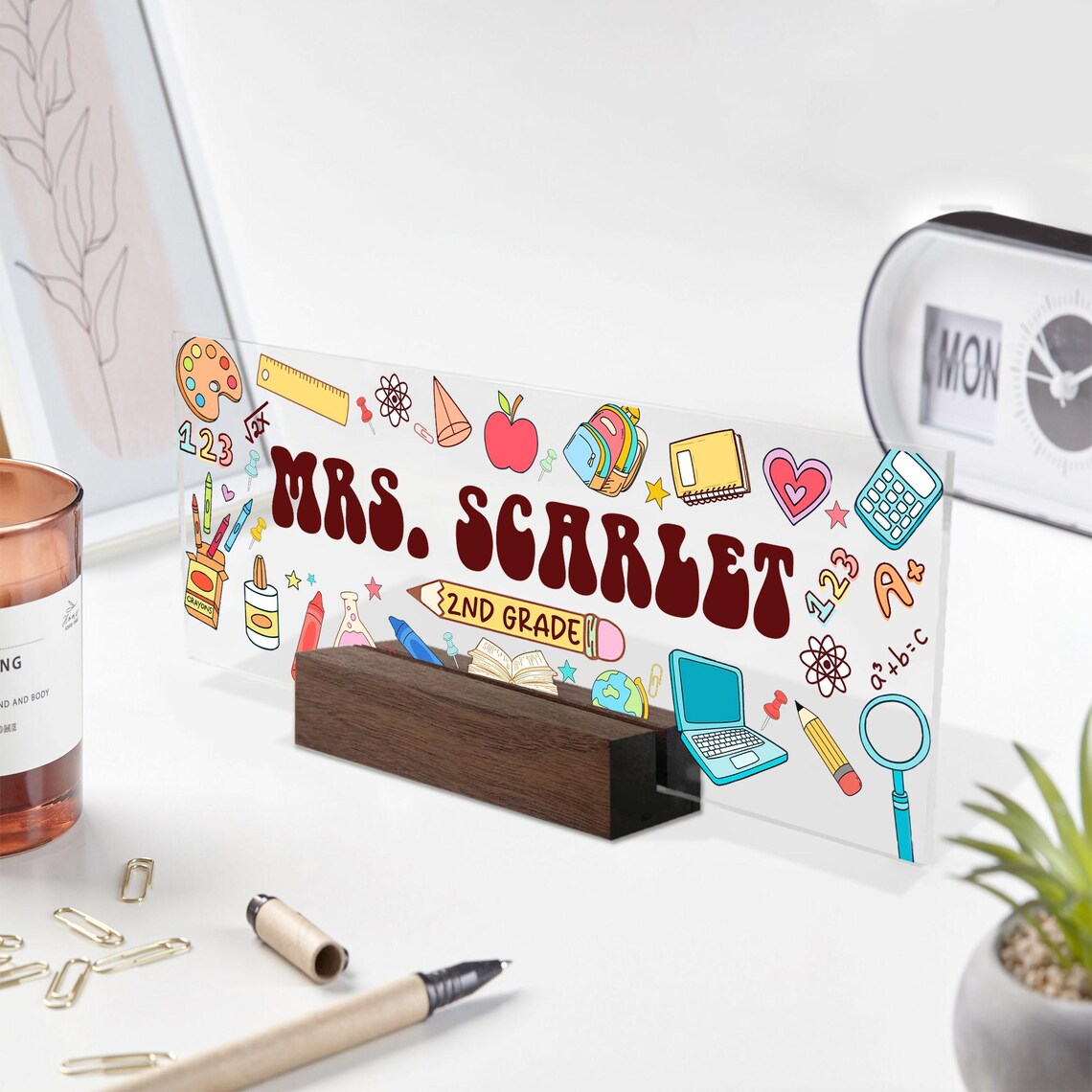 Personalized Teacher Desk Name Plate, Custom Teacher Desk Plaque ...