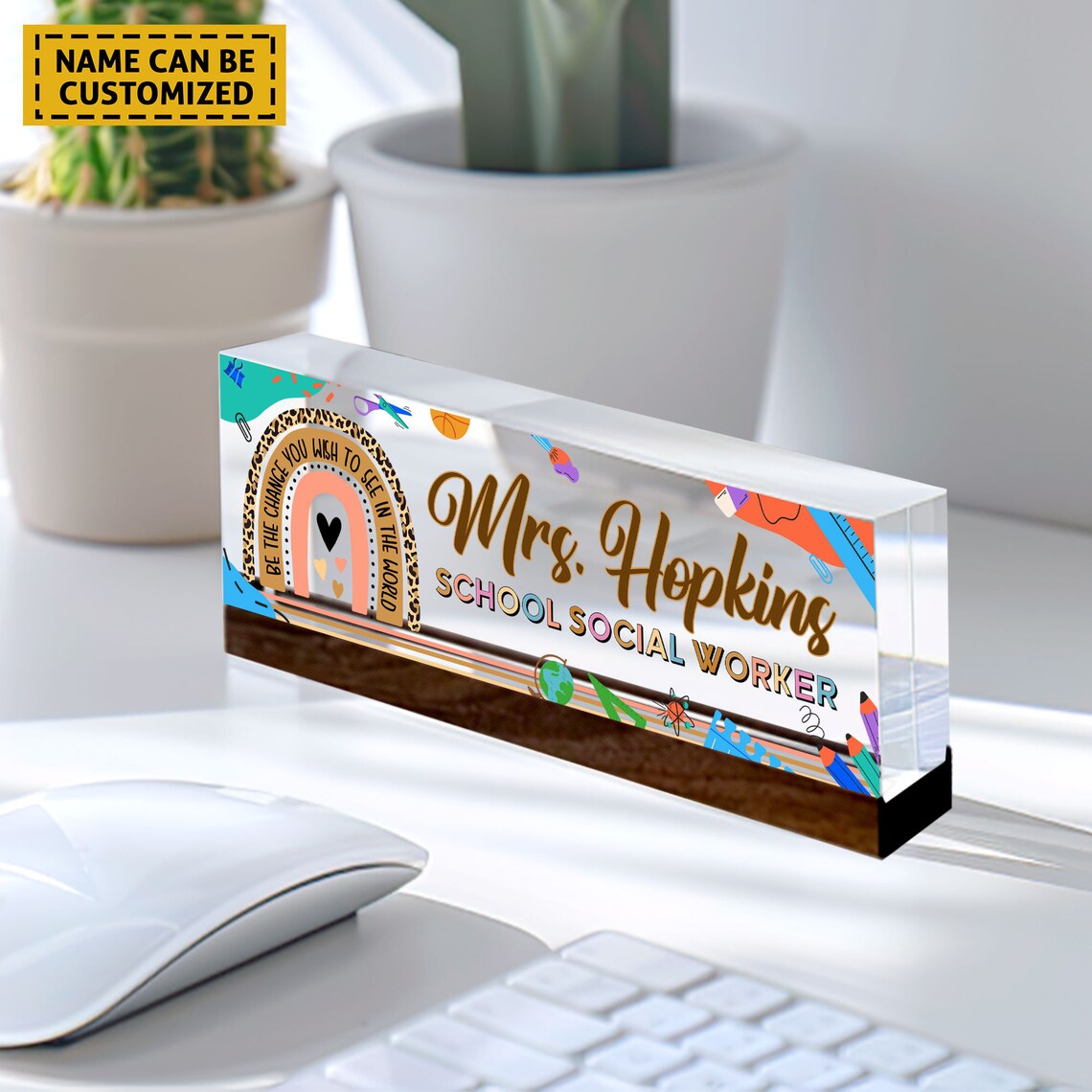 Personalized Teacher Desk Name Plate, Social Worker Name Plate, Back to ...