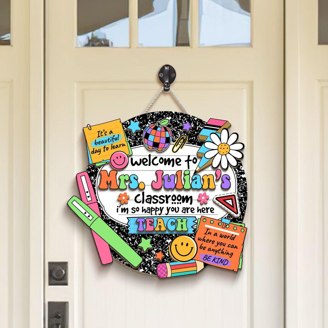Personalized 3D Composition Notebook Door Sign, Custom Teacher Door ...