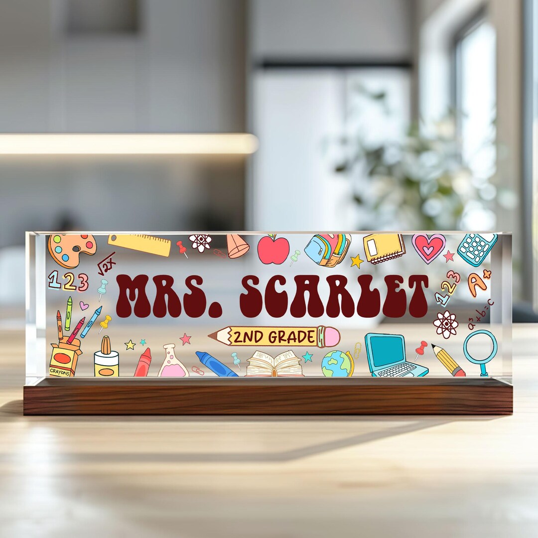 Personalized Teacher Desk Name Plate, Custom Teacher Desk Plaque ...