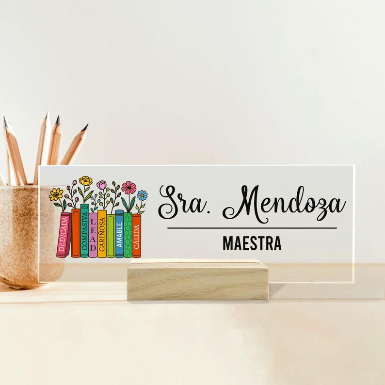 Personalized Spanish Teacher Desk Name Plate, Maestra School Desk ...