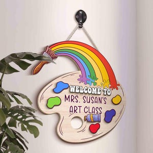 Art Teacher Hanging Door Sign, Personalized Art Teacher Sign, Custom ...