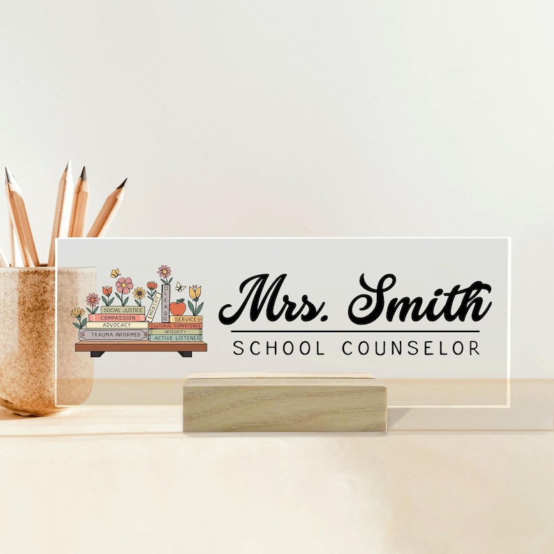 School Counselor Desk Name Plate School Counseling Gifts Mental Health ...