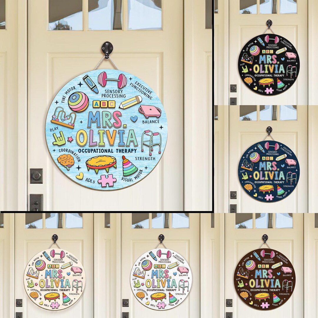 Occupational Therapy Door Sign, Custom OT Teacher Name 3D Sign ...