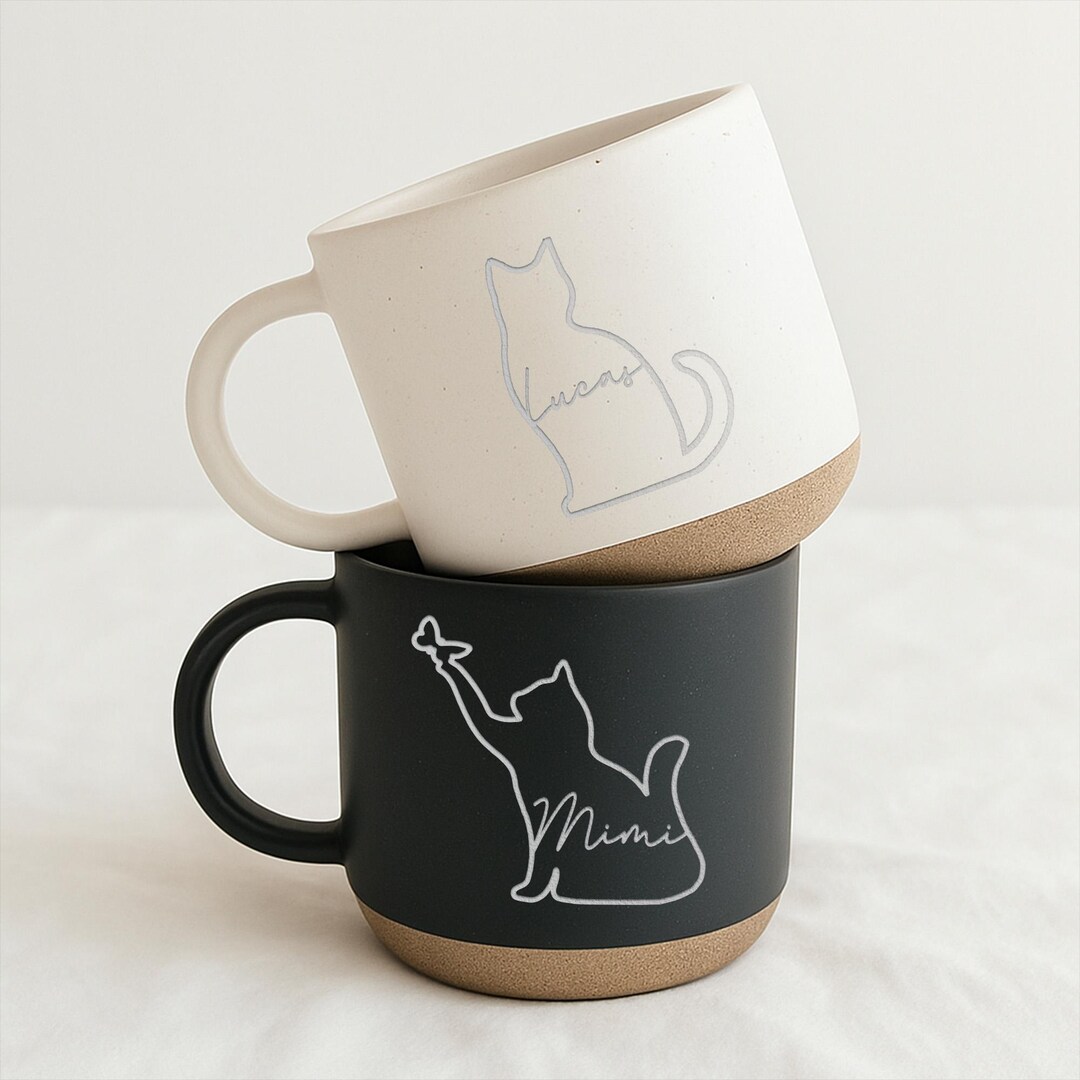 Cute Cats Gift, Personalized Cat Engraved Mug With Name, Coffee Cat Mug ...