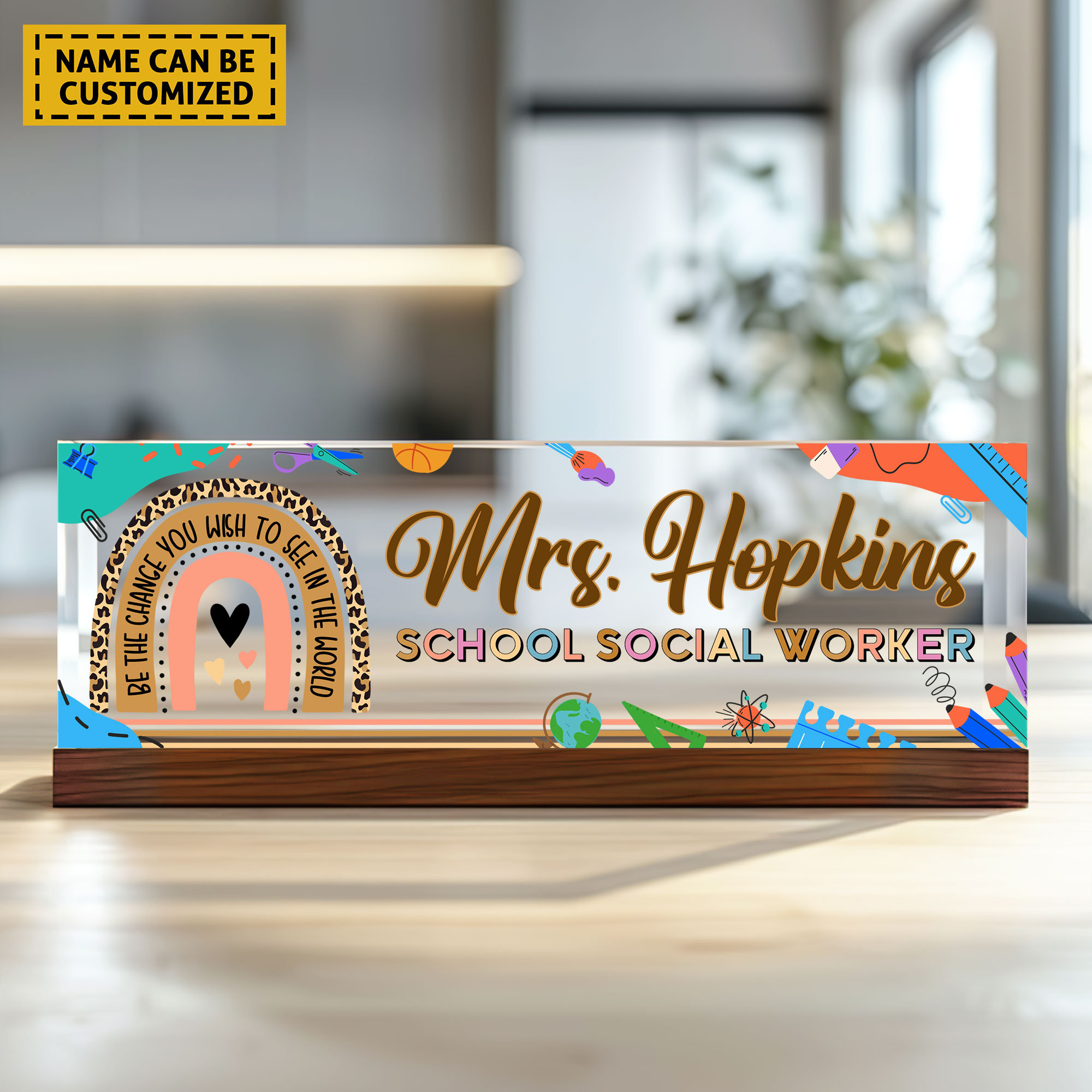 Personalized Teacher Desk Name Plate, Social Worker Name Plate, Back to ...