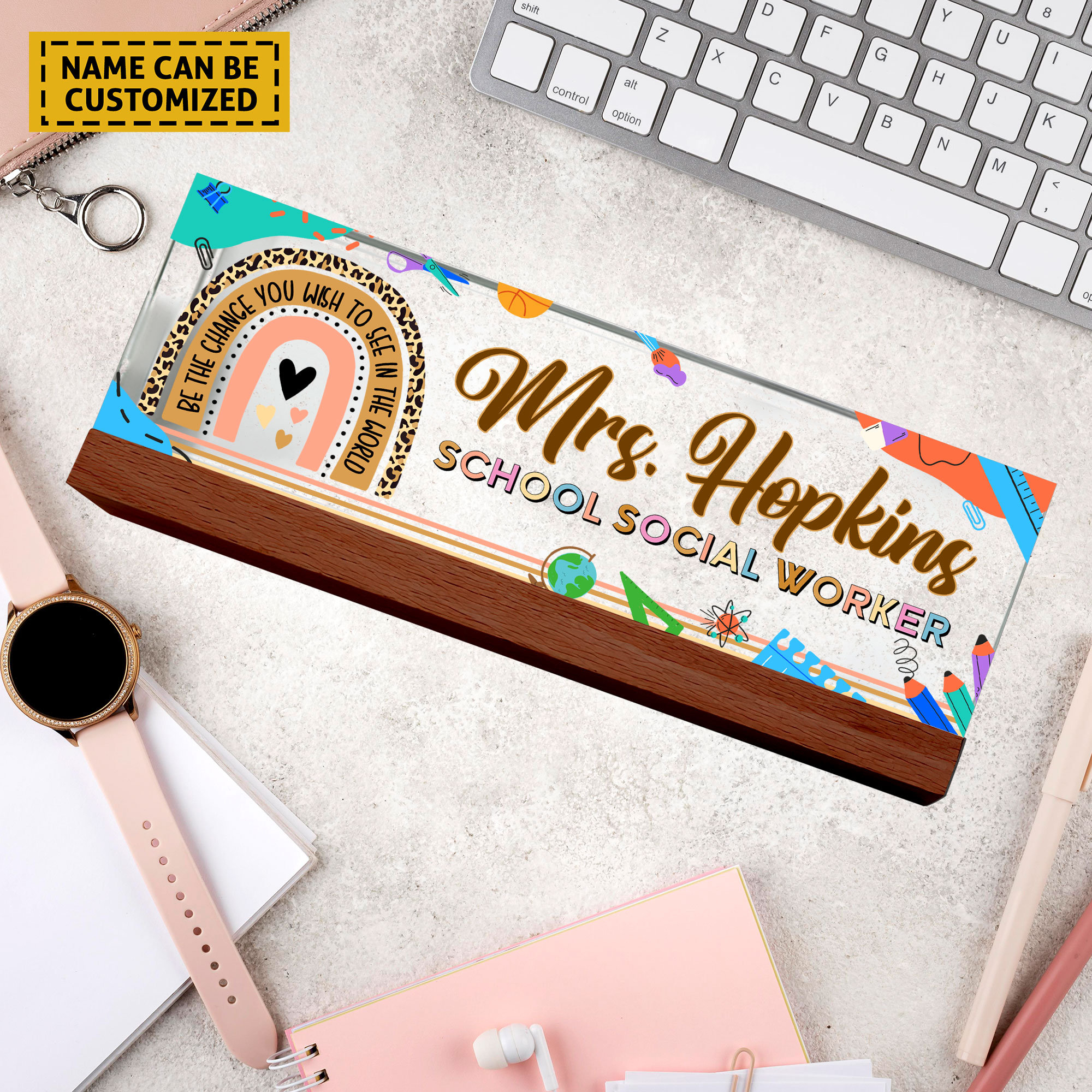 Personalized Teacher Desk Name Plate, Social Worker Name Plate, Back to ...