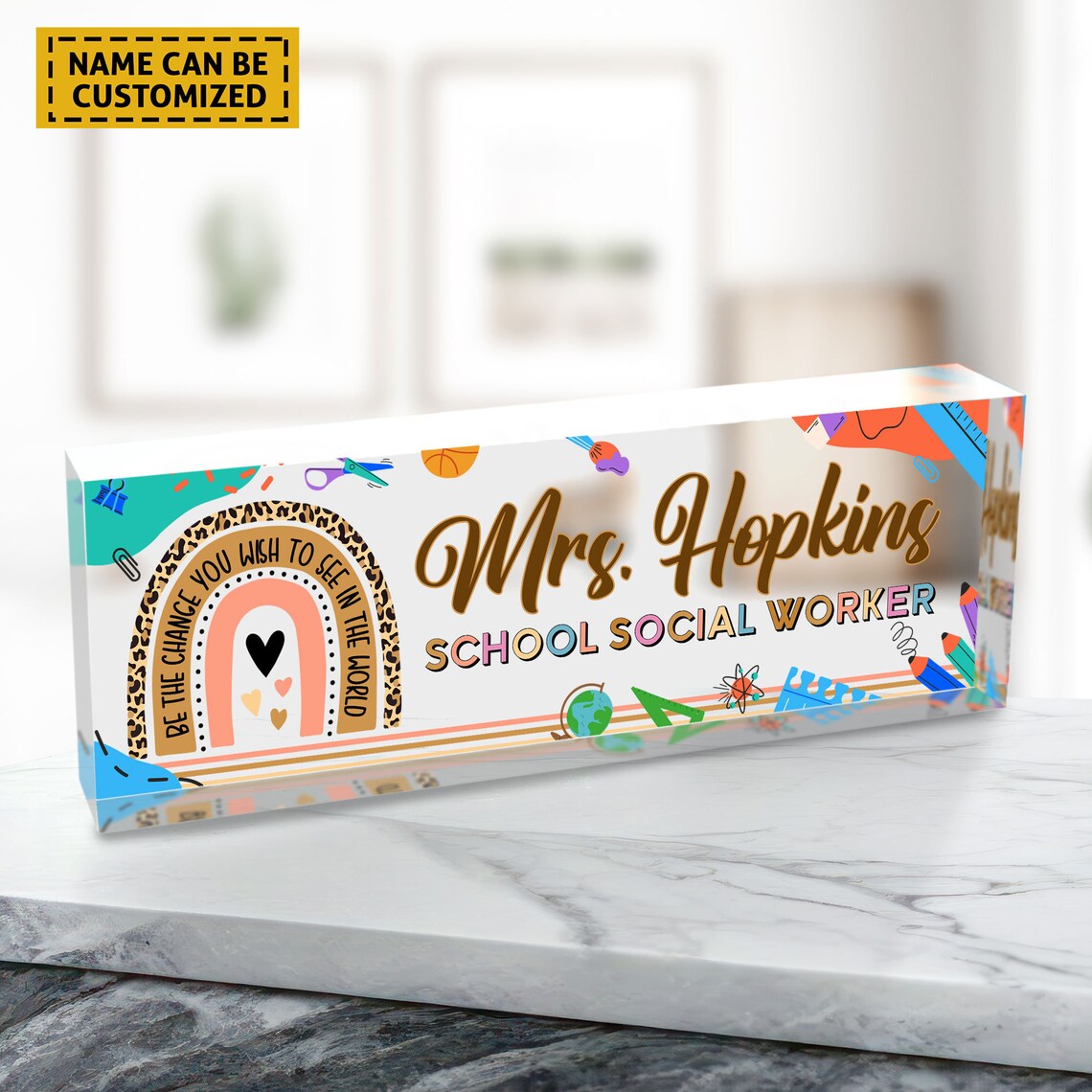 Personalized Teacher Desk Name Plate, Social Worker Name Plate, Back to ...