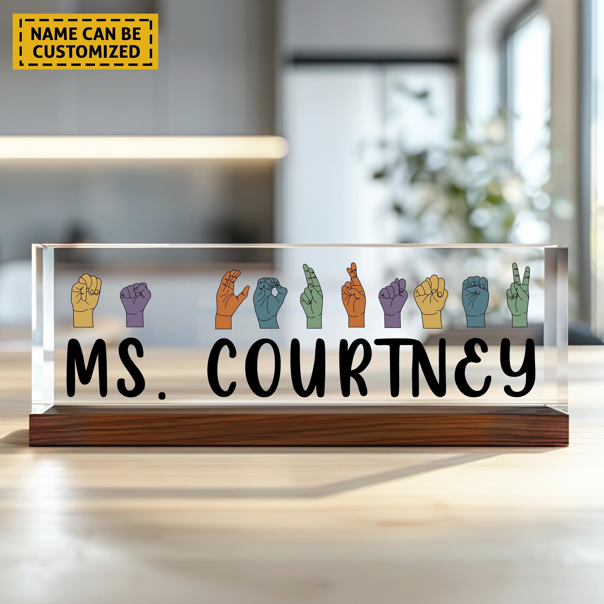 ASL Teacher Gift, Sign Language Gift, Teacher Name Sign, Teacher ...