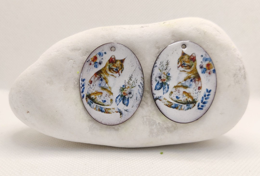 Enameled Copper, Cat Decal Enameled Jewelry, Jewelry Making, Copper ...