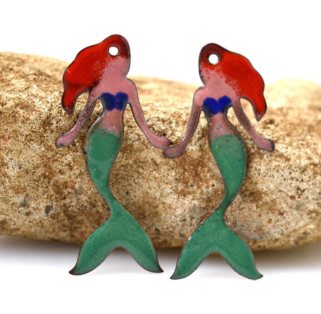 Enameled Copper, Mermaid Enameled Jewelry Making, Copper Jewelry,copper ...