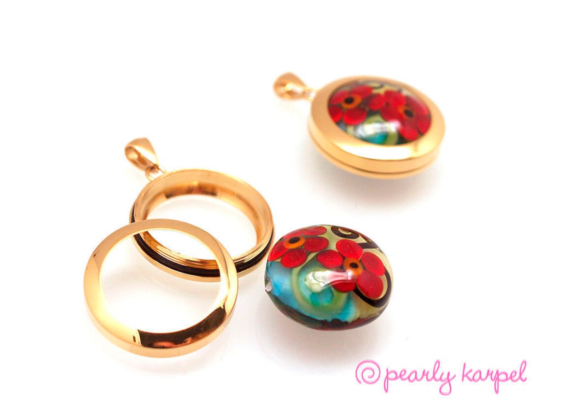 Interchangeable Pendant,diy Gold Plated Bead Holder, Pendant Bead ...