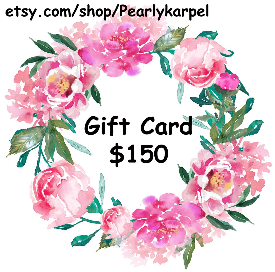 Electronic Gift Certificate, 150 USD Gift E-card for Pearly's Shop - Etsy