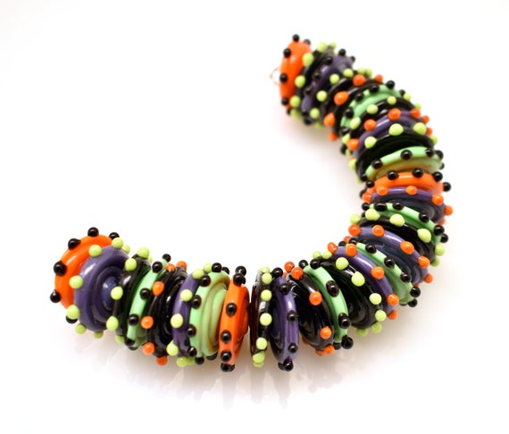 Lampwork Beads Orange Grun Lila und Blanko Scheiben Lampwork Perlen Lampwork Perlen MTO Lampwork Perlen Etsy