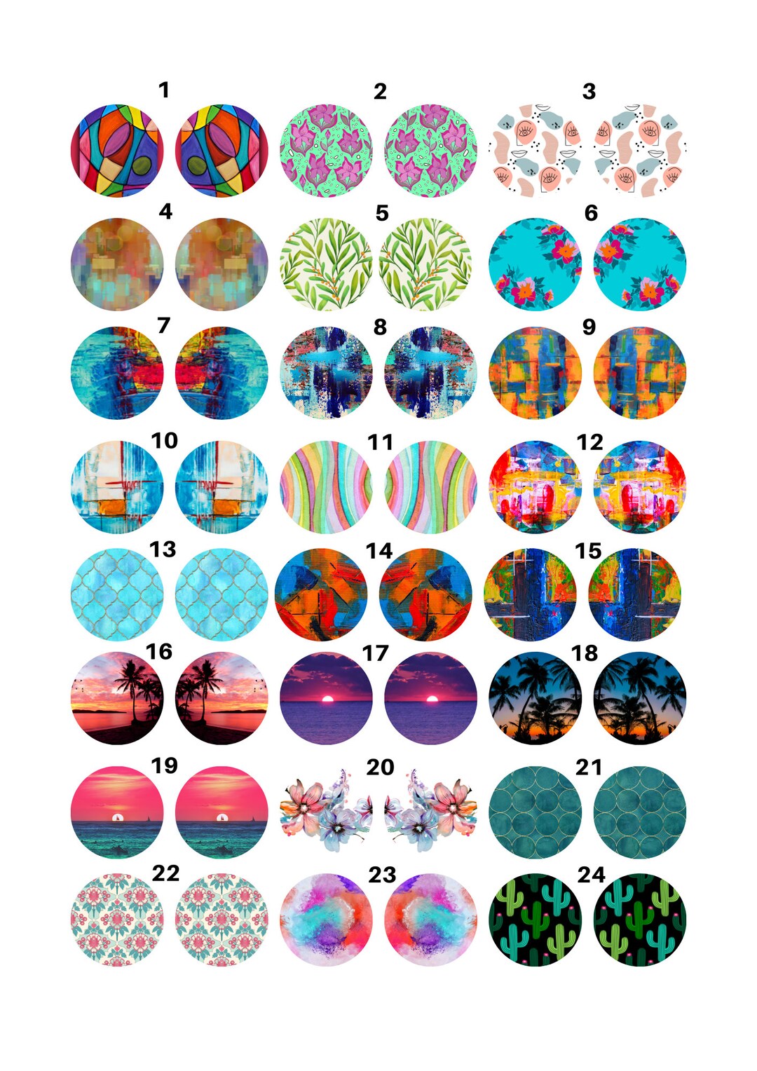 Decals, Circle Ceramic Decals - Enamel Decal - Fusible Decal - Glass ...