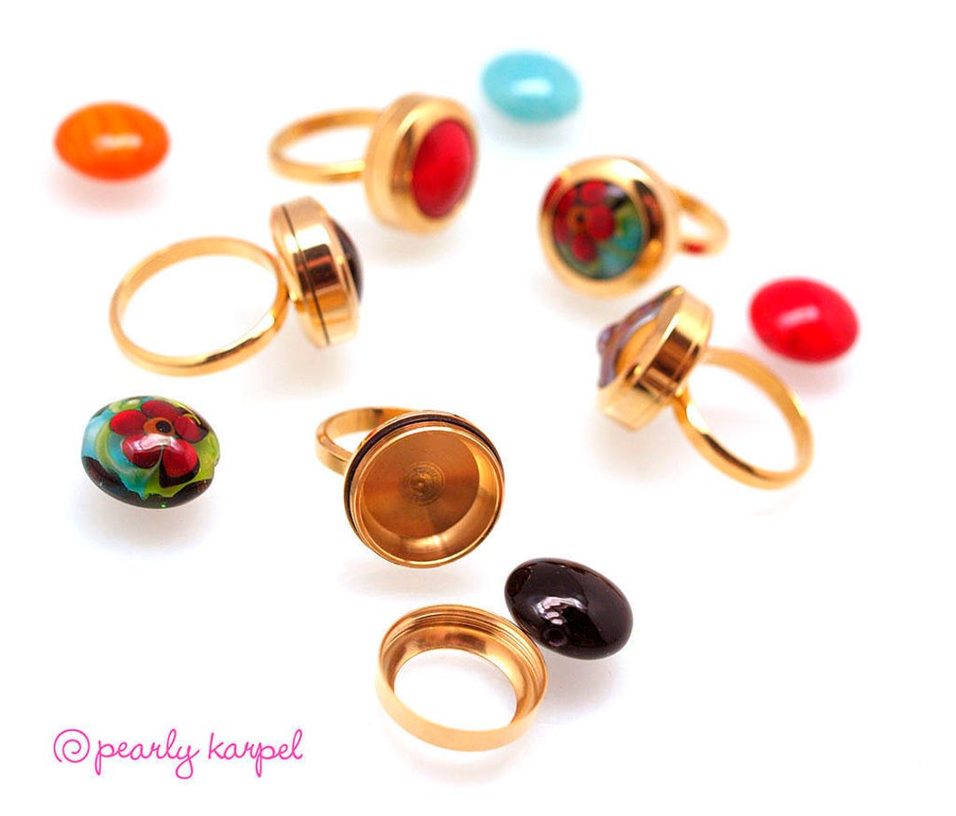 Interchangeable Ring,diy Stainless Steel Bead Holder, Ring Bead ...