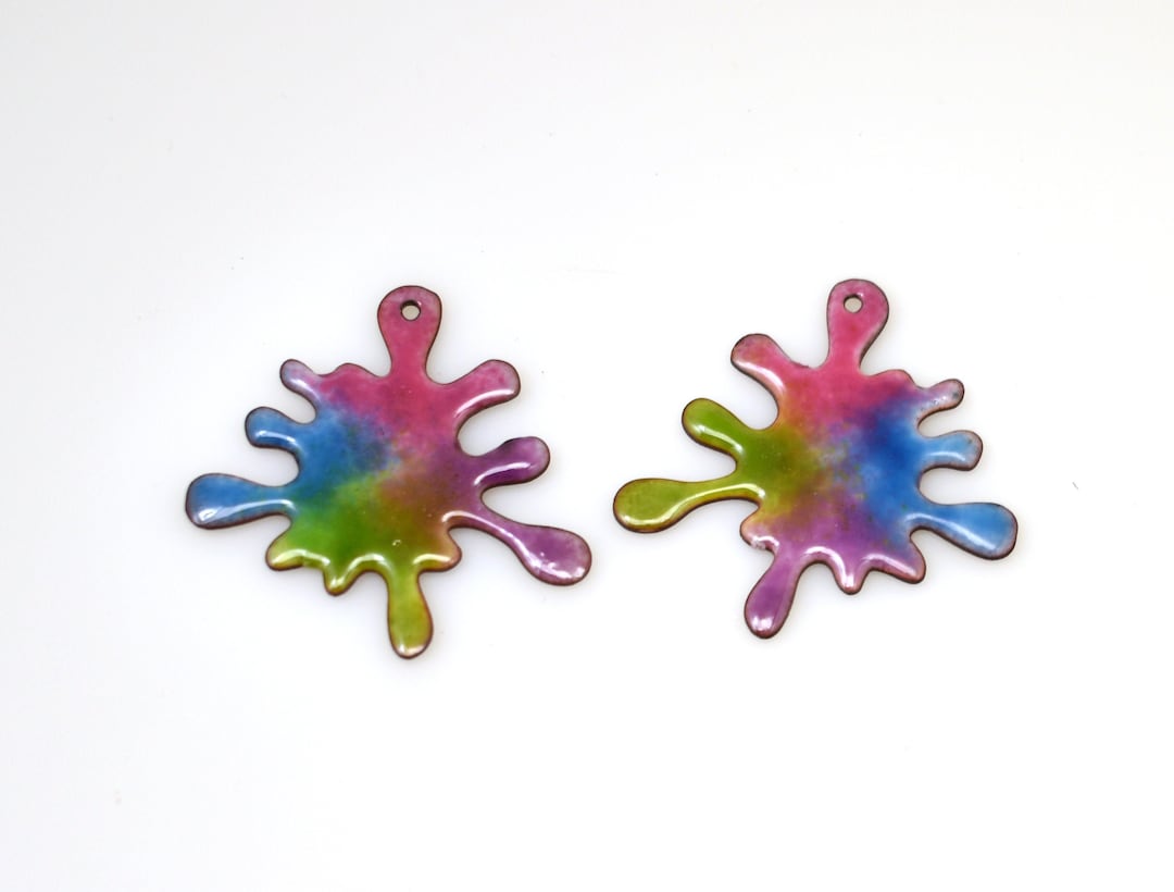 Enameled Copper, Splash Enameled, Jewelry Making, Earrings,copper ...