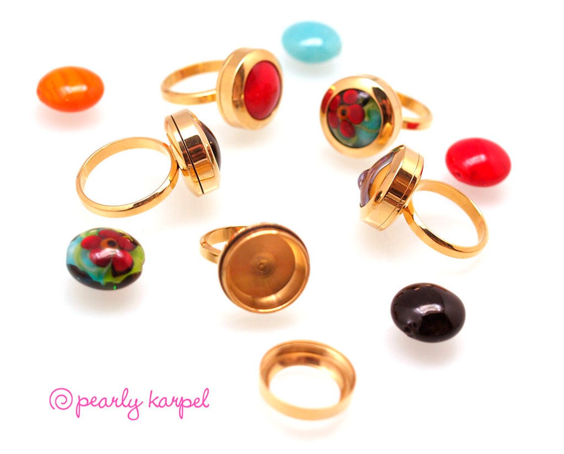 Interchangeable Ring,diy Stainless Steel Bead Holder, Ring Bead ...