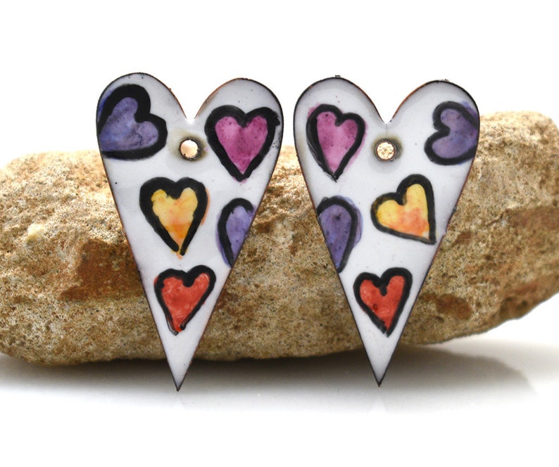 Enameled Copper, Heart Enameled Copper Jewelry Making, Copper Jewelry ...