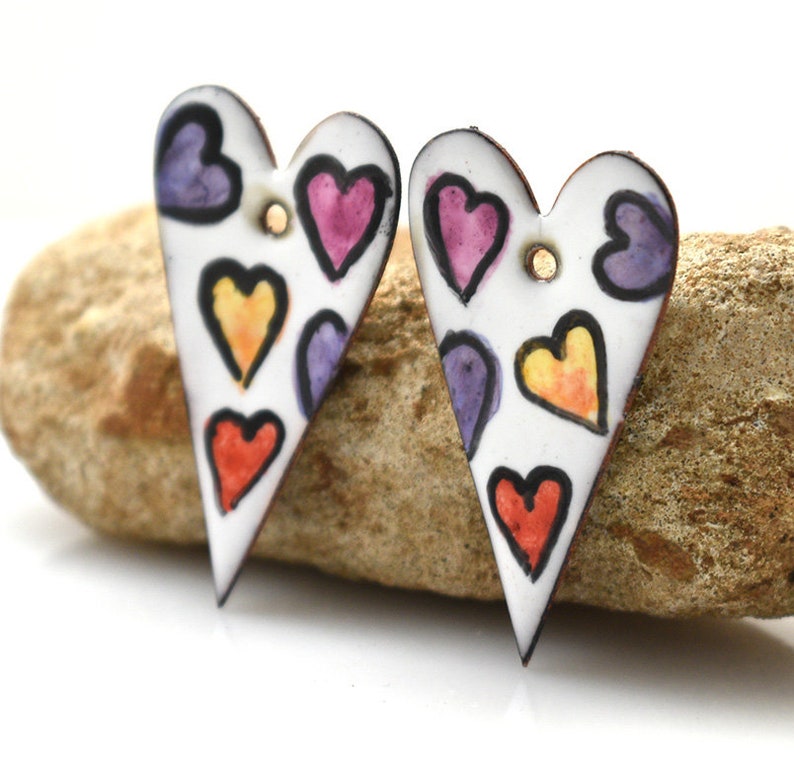 Enameled Copper, Heart Enameled Copper Jewelry Making, Copper Jewelry ...