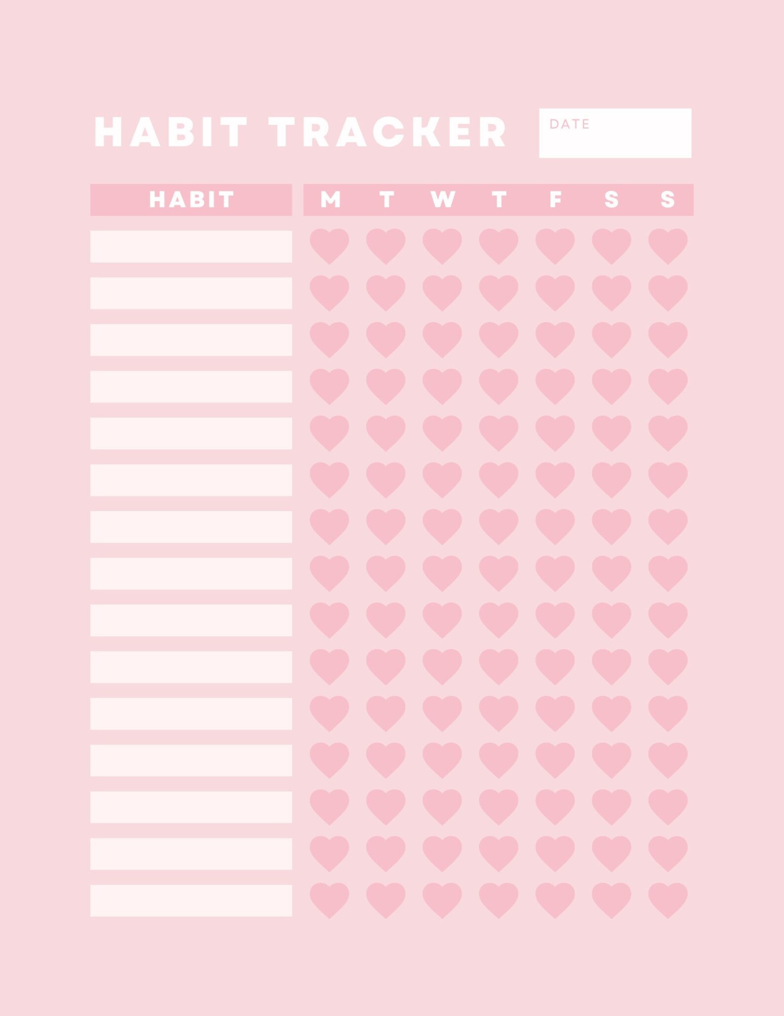 Habit Tracker 2024 (pink Hearts) - Etsy