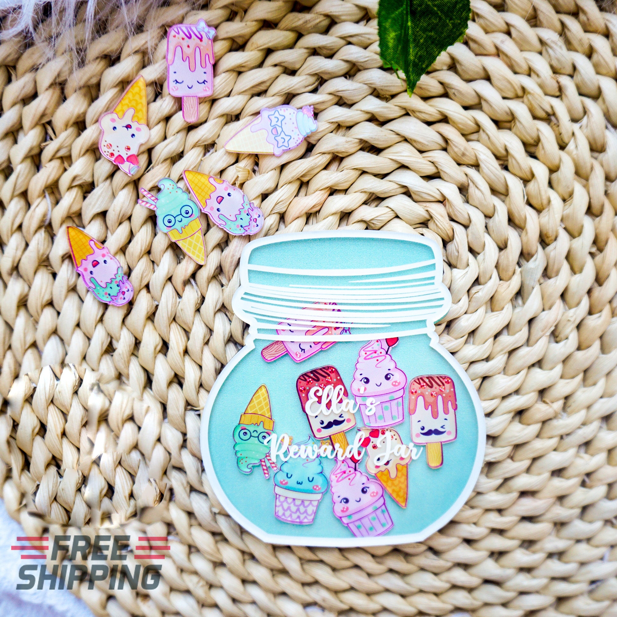 Colorful Ice Cream Personalised Cute Ice Cream Reward Jar, Classroom ...