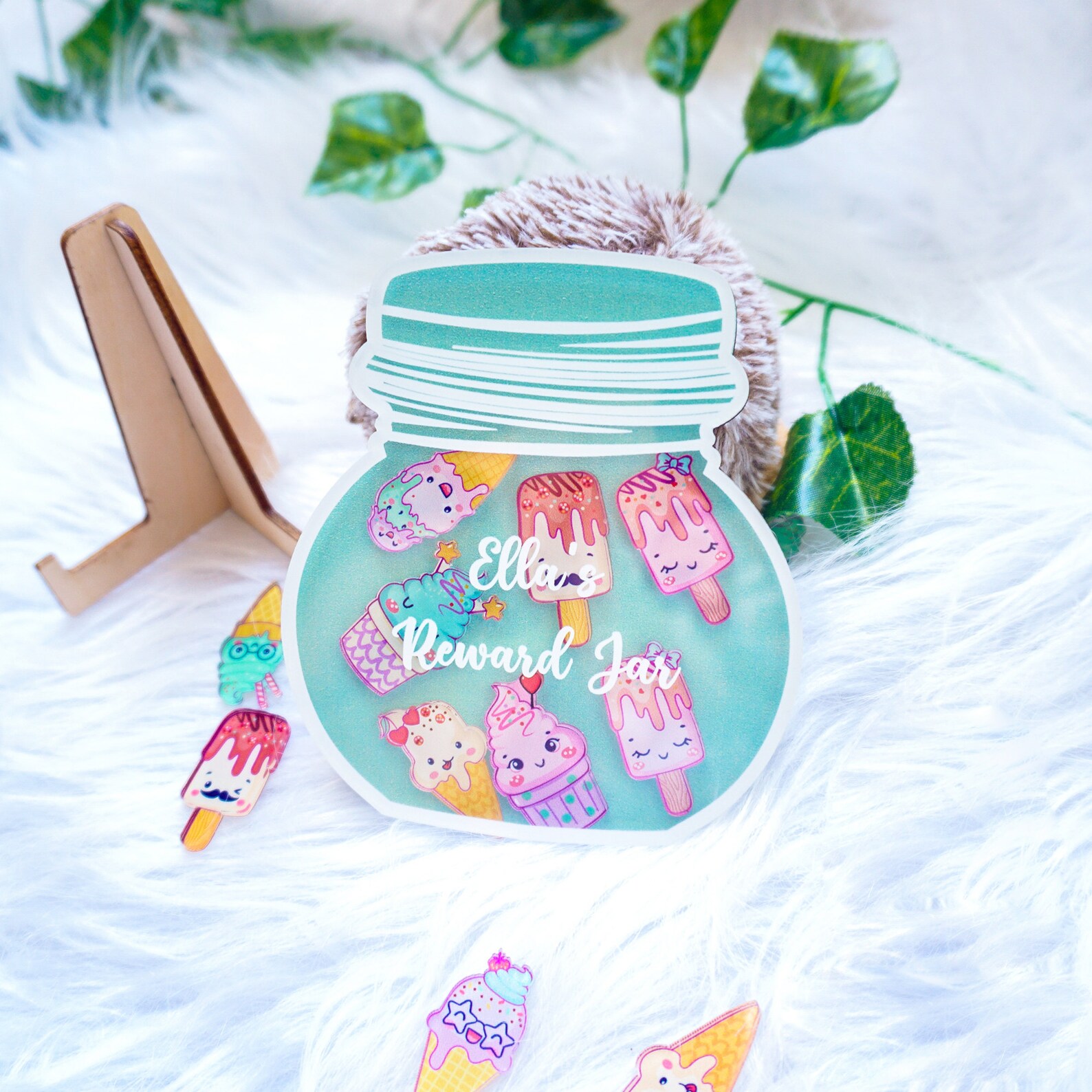 Colorful Ice Cream Personalised Cute Ice Cream Reward Jar, Classroom ...