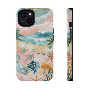 Coastal Blue Pink Sea Creature Ocean Aesthetic Summer Phone Case for iPhone 15, Pro, Max, Plus ...