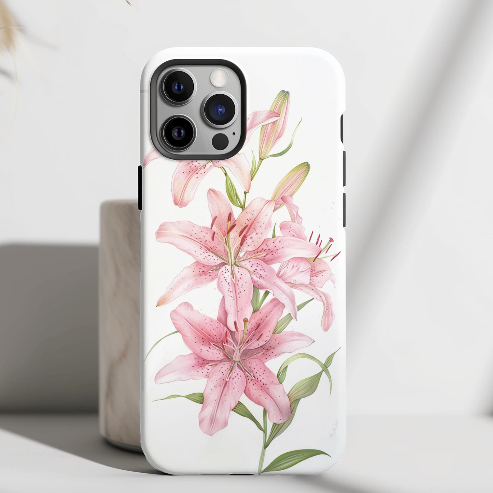 Phone Case, Pink Blooming Stargazer Lily Floral Trendy Aesthetic Flower Design, Summer, Iphone ...