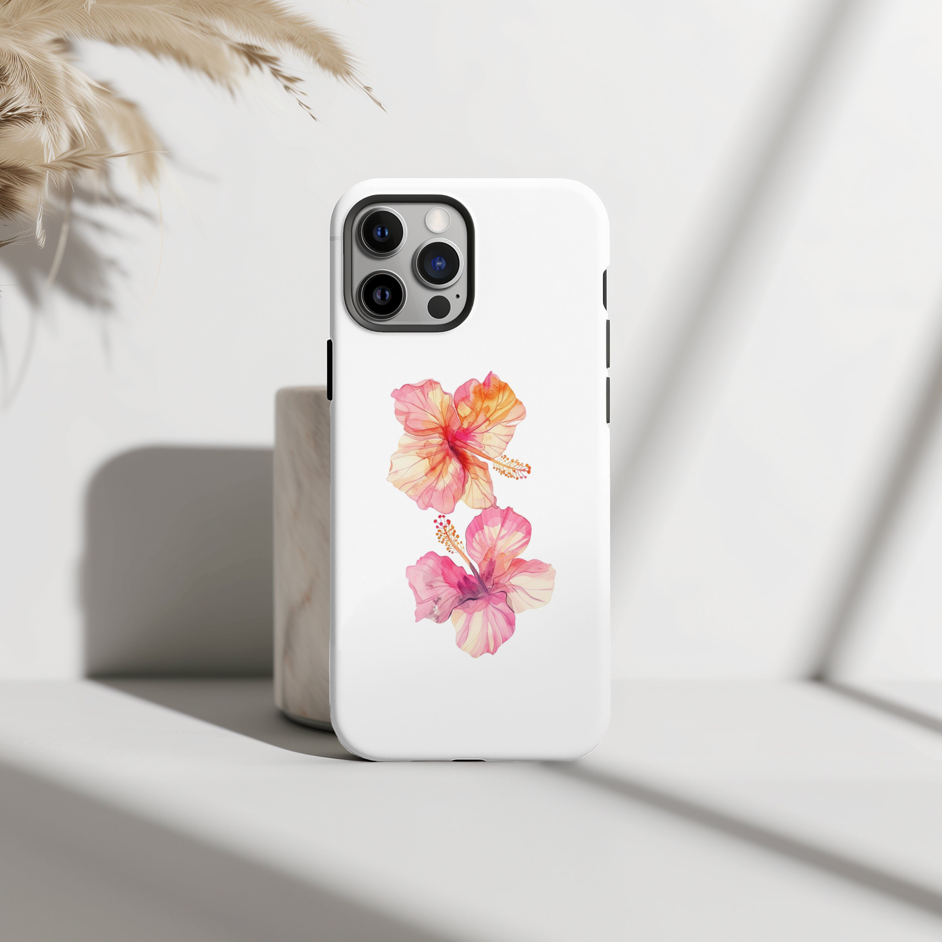 Minimalist Watercolor Hibiscus Tropical Flower Aesthetic Summer Phone ...