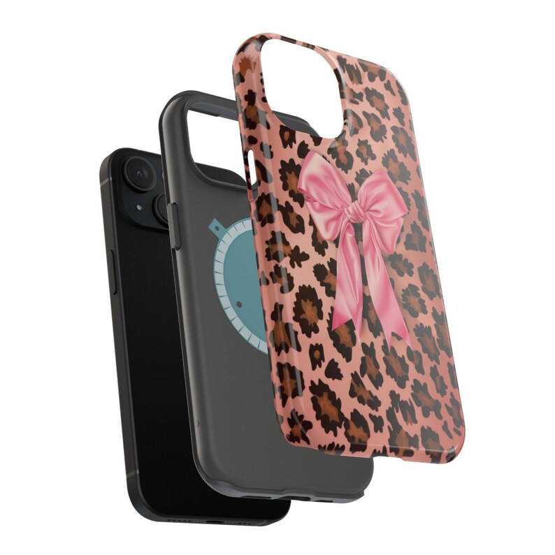 Pink Leopard Cheetah Print Bow Y2K Coquette Aesthetic Phone Case for ...