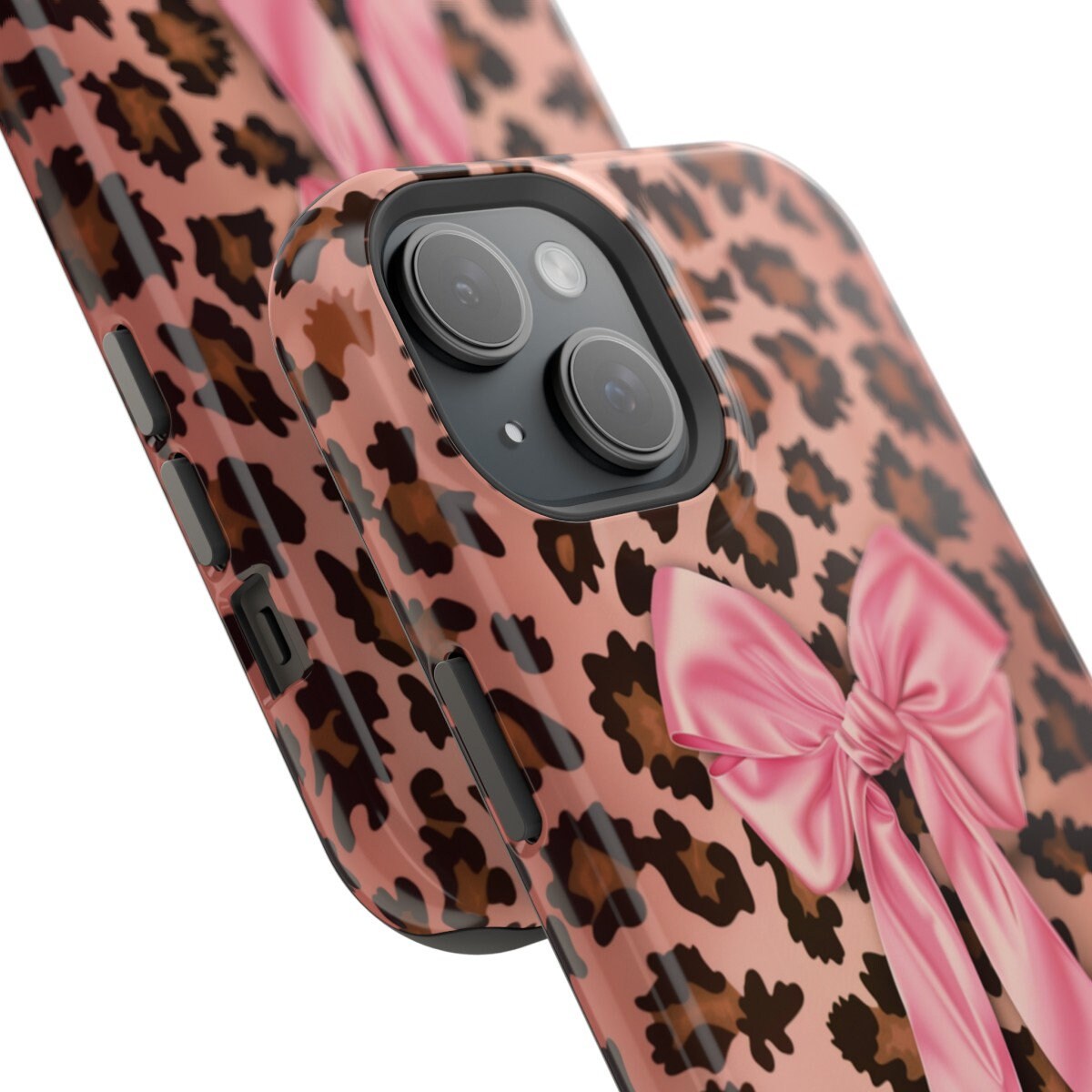 Pink Leopard Cheetah Print Bow Y2K Coquette Aesthetic Phone Case for ...