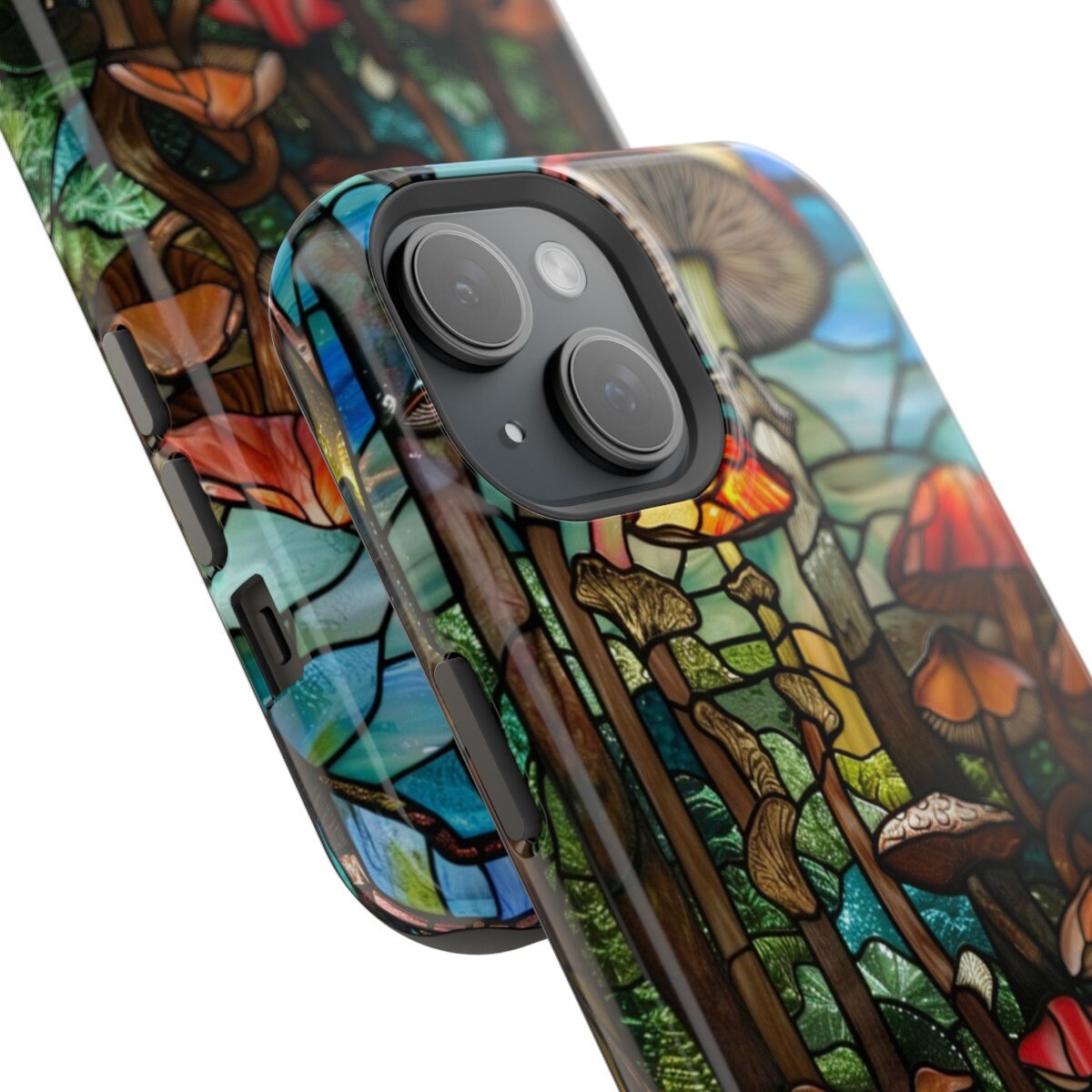 Mushroom Faux Stained Glass Phone Case, Forest Mosaic Aesthetic Case ...