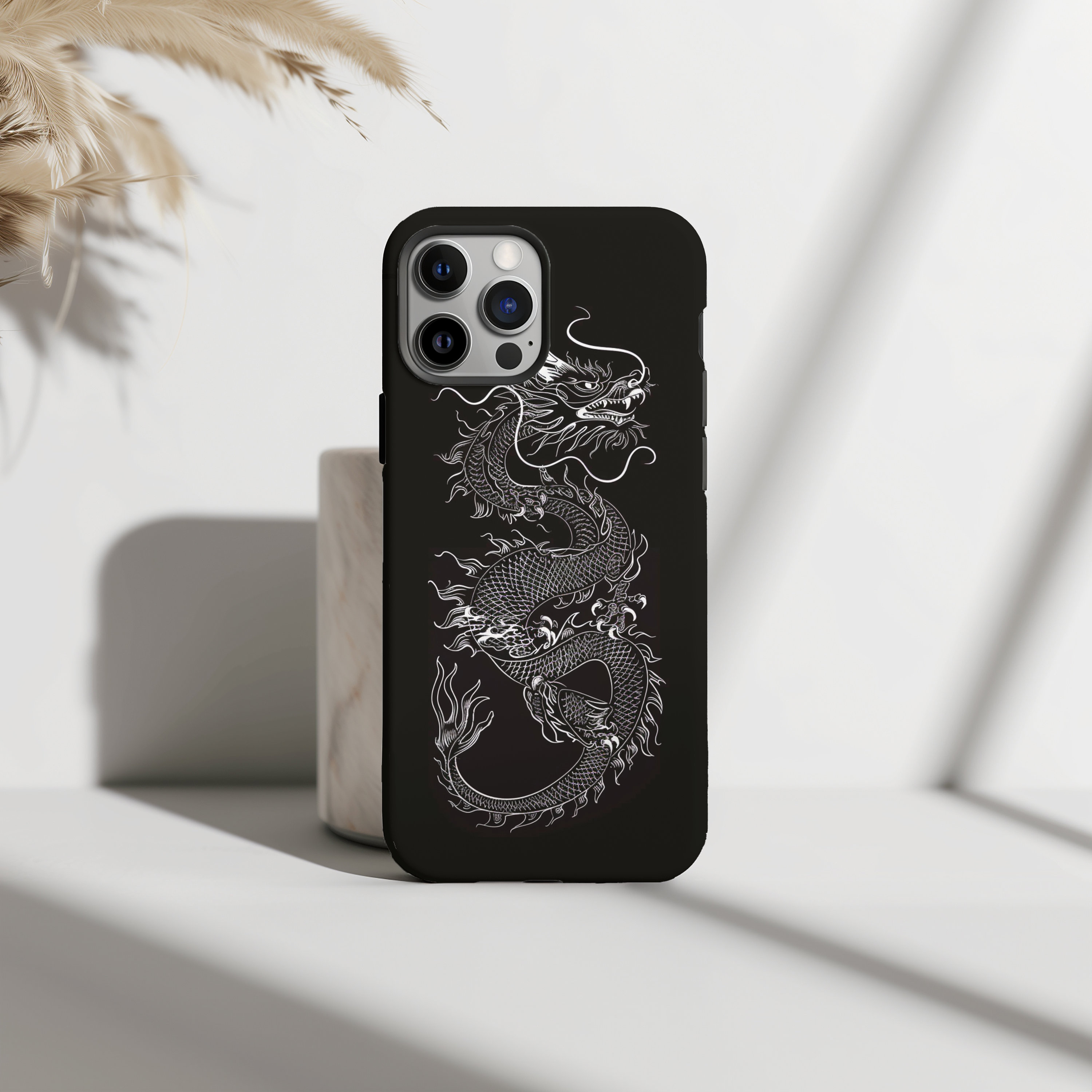 Minimalistic Simple Black and White Chinese Dragon Phone Case for ...
