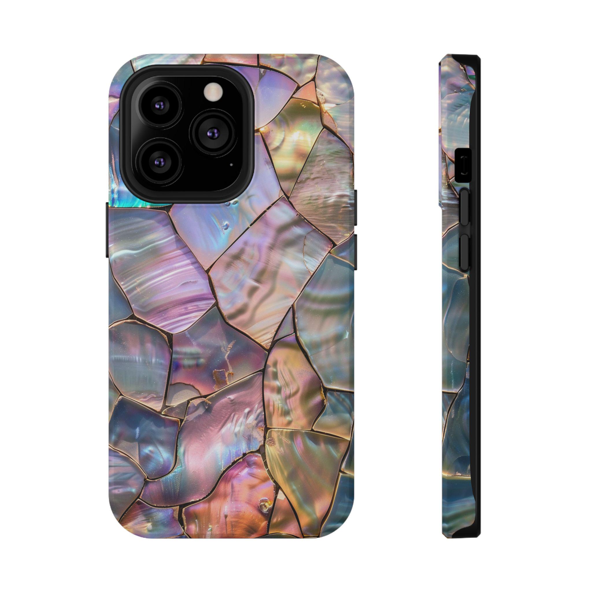 Iridescent Pearl Mosaic Phone Case, Sea Shell Fits iPhone 17 Air, 16 ...