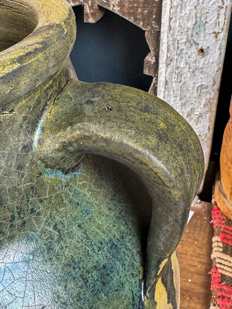 Vintage Terracotta Gray Vase, Rustic Turkish Potter, Primitive Jug ...