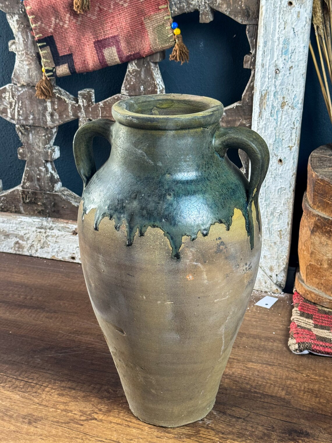 Vintage Terracotta Gray Vase, Rustic Turkish Potter, Primitive Jug ...
