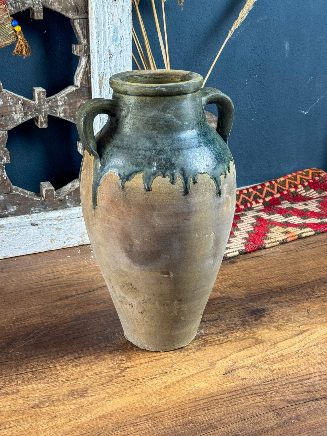 Vintage Terracotta Gray Vase, Rustic Turkish Potter, Primitive Jug ...