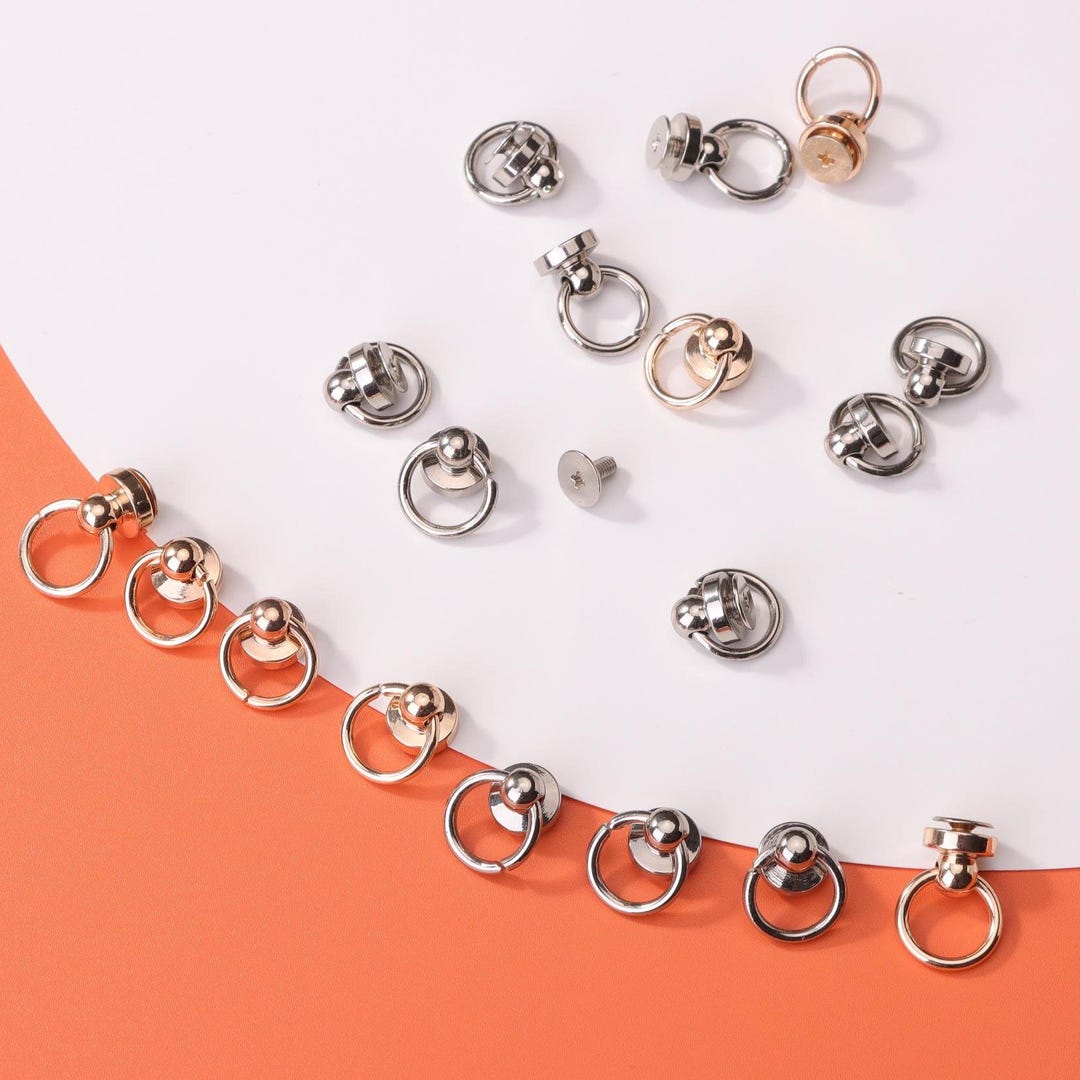 Solid Silver Screw Rivets With Ring | Swivel Chicago Screw Decorative ...