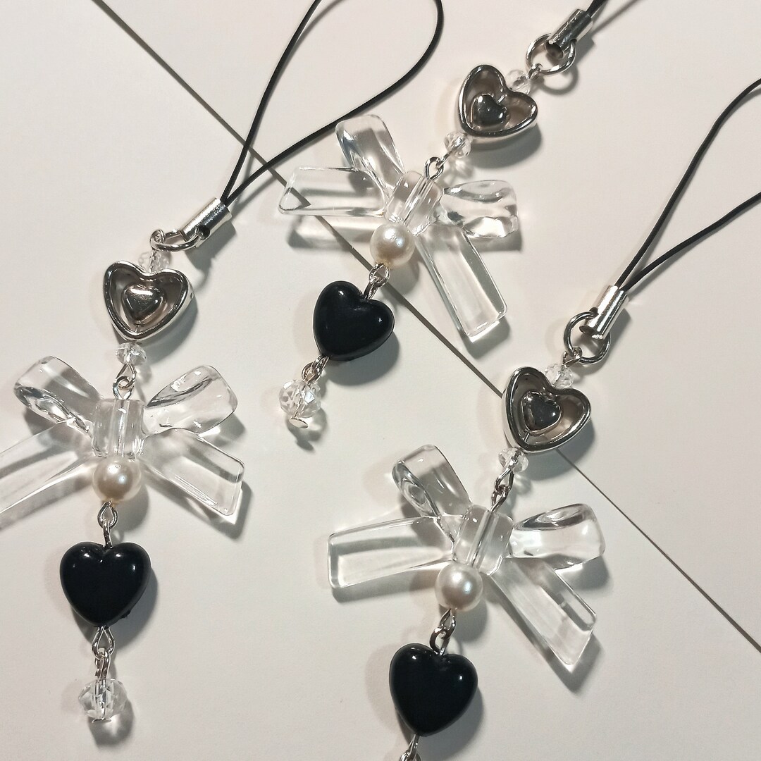 Metallic Heart Phone Charm | Y2K Aesthetic Keychain With Cute Charms - Etsy
