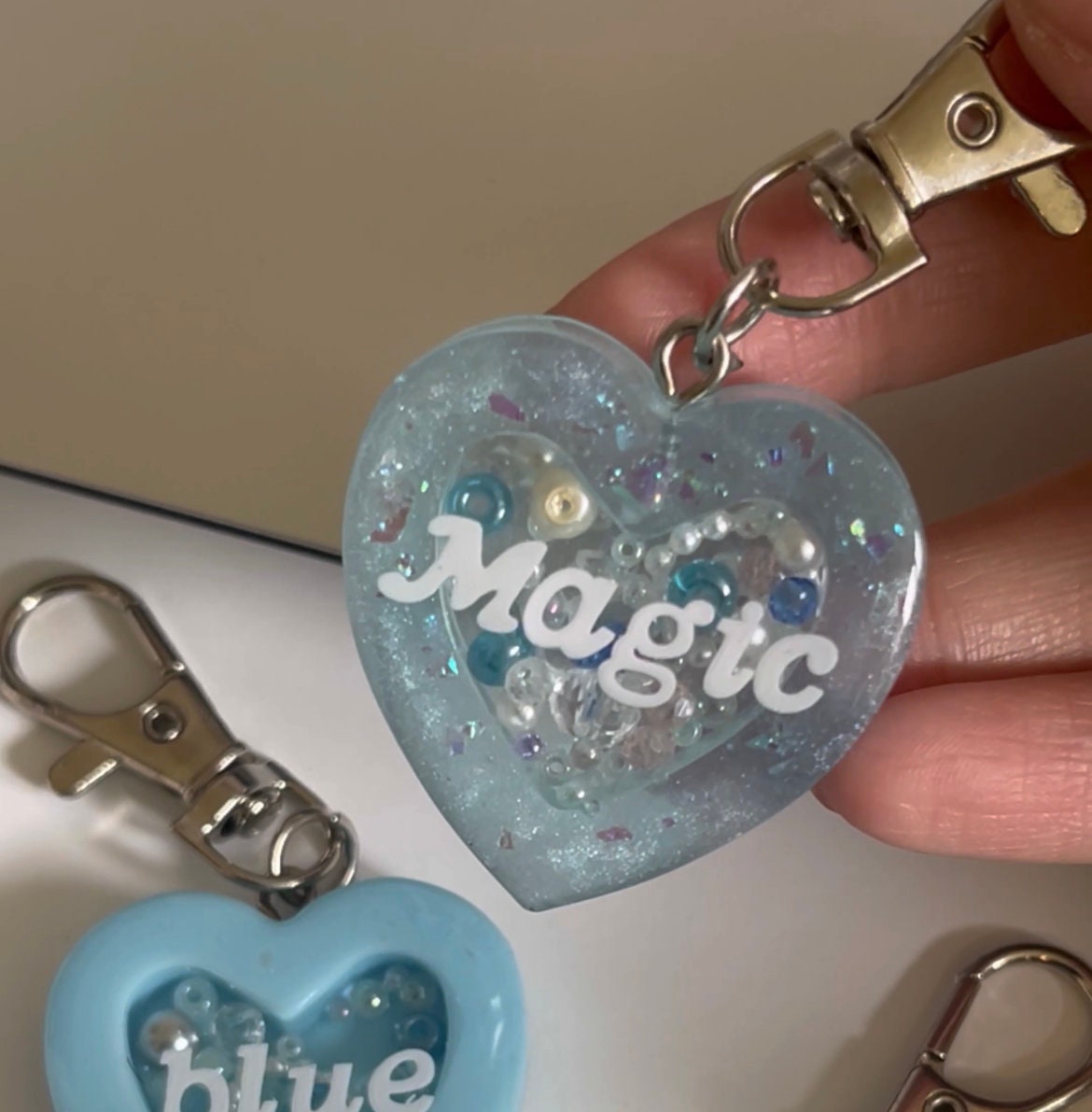 Baby Blue Theme Resin Heart Shaped Shaker | Cute Light Blue Resin ...