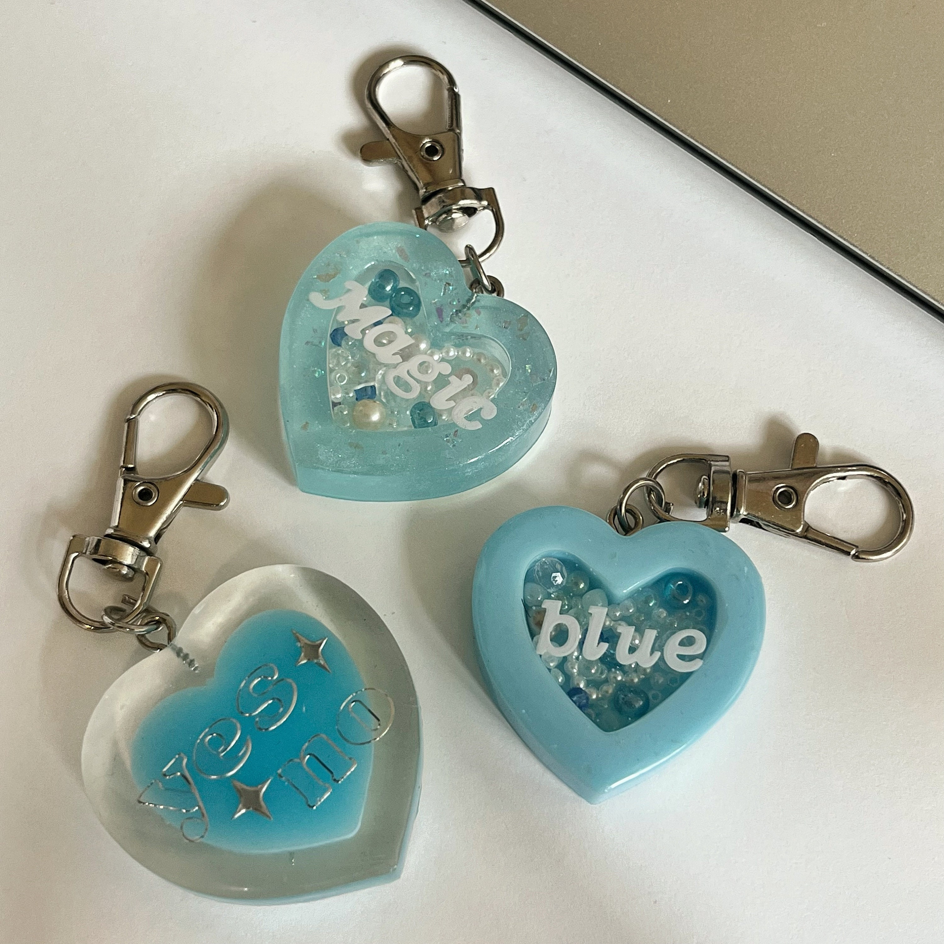 Baby Blue Theme Resin Heart Shaped Shaker | Cute Light Blue Resin ...